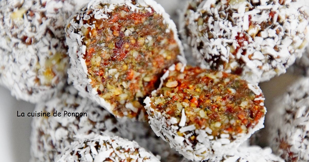 Recette Boule énergétique aux figues séchées, amandes et cranberries ...