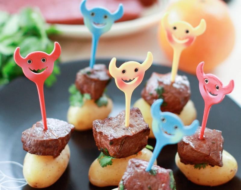 Recette Tapas de cœur de bœuf mariné sur pomme de terre grenaille ...