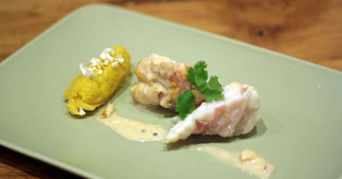 Recette Filet de lotte à la moutarde et un écrasé de chou-fleur à l ...
