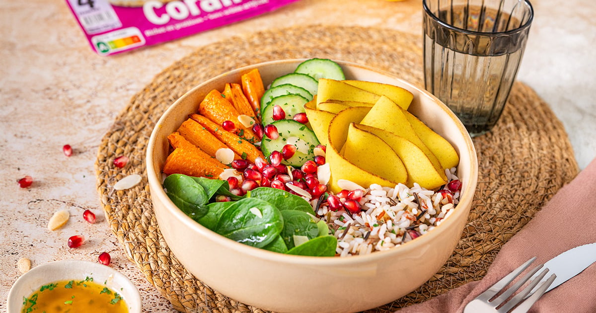 Recette Bowl croquant aux tranches végé curry cumin - 750g.com