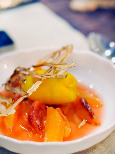 Recette Nage d'oranges sanguines, sorbet fenouil safran - 750g.com