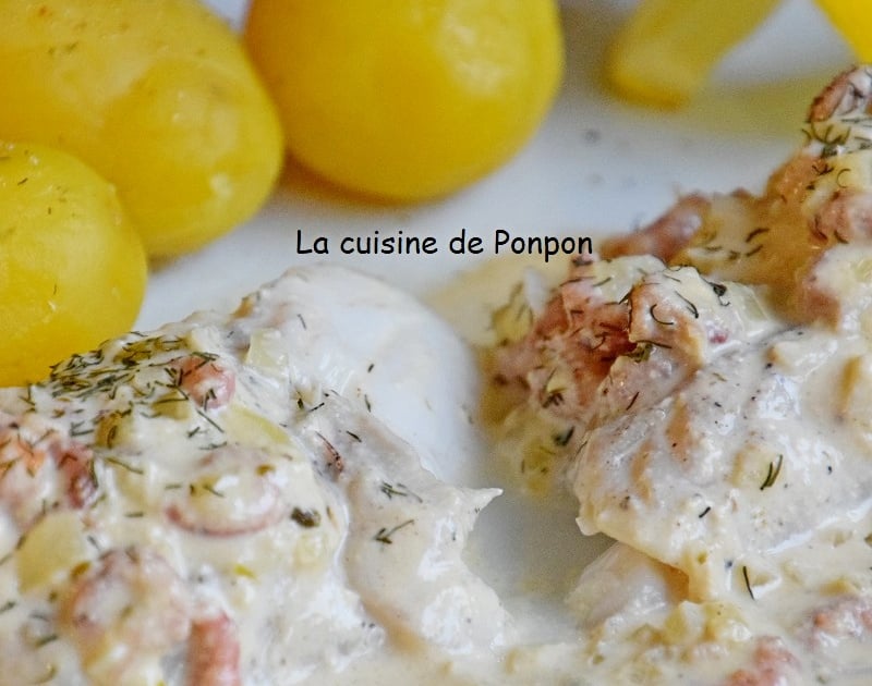 Recette Filet de cabillaud cuit à basse température sauce crevettes ...