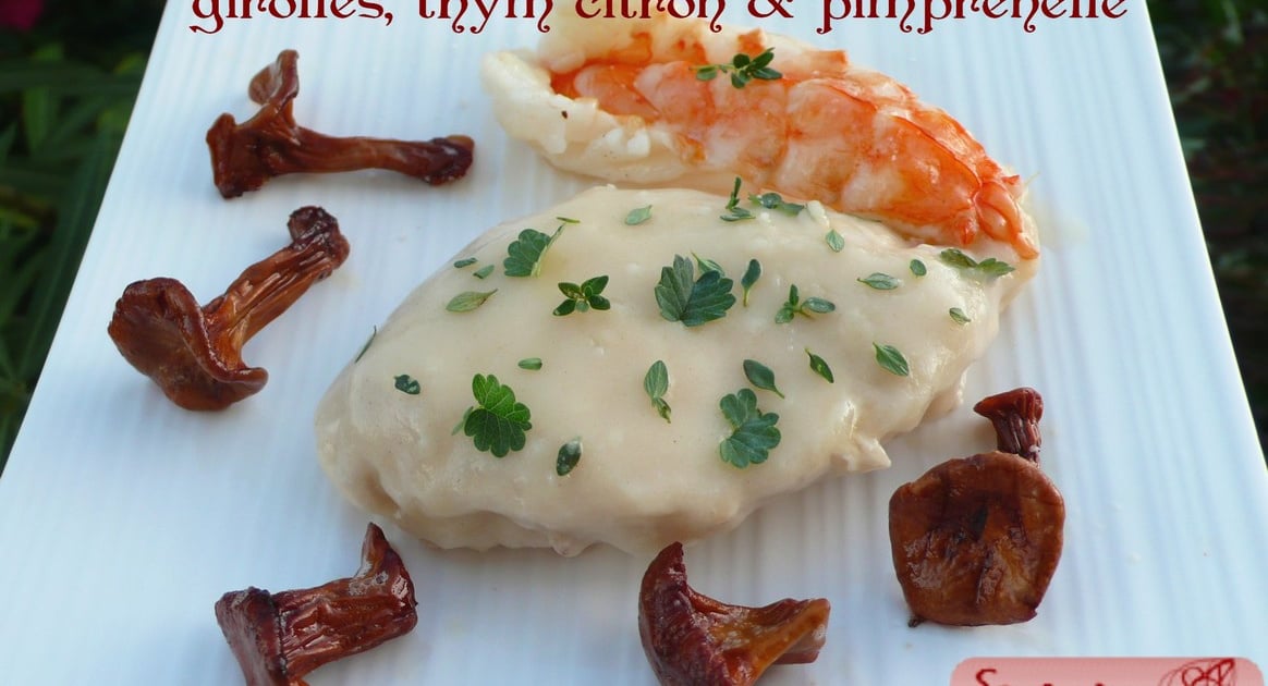 Recette Chaud-froid de pintade aux herbes, gambas, girolles - 750g.com