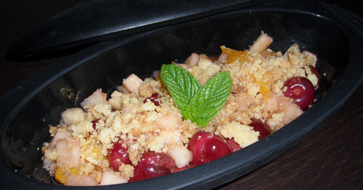 Recette Papillote de fruits cannelle au crumble - 750g.com