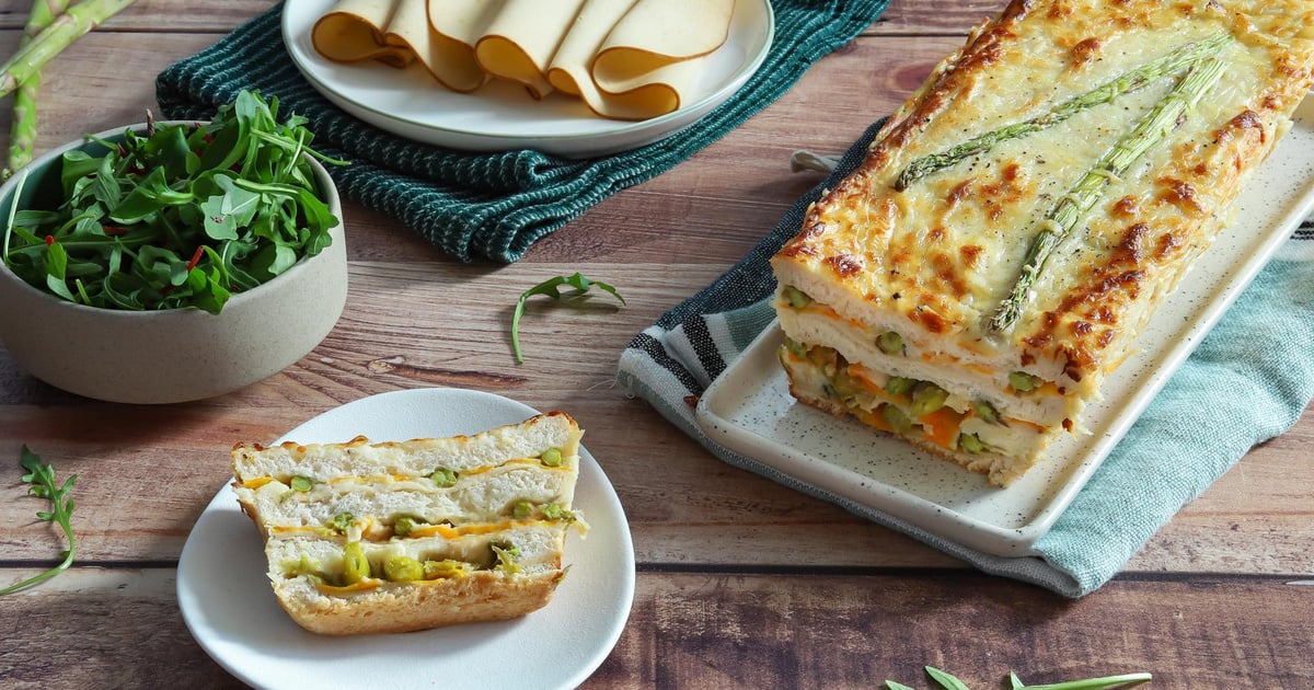 Recette Croque cake printanier aux tranches végé pois chiches, carottes ...