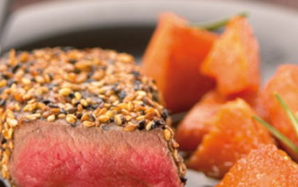 Recette Rumsteack de bœuf de Chalosse au sésame noir et doré, potiron ...