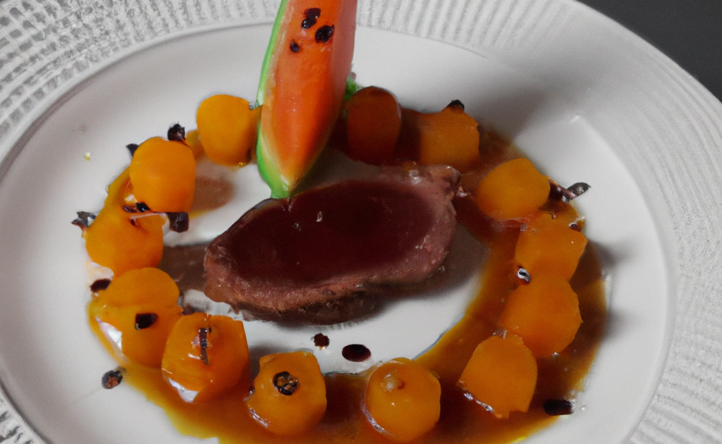 Recette - Magret de canard sur copeau de melon, granité au miel et ...