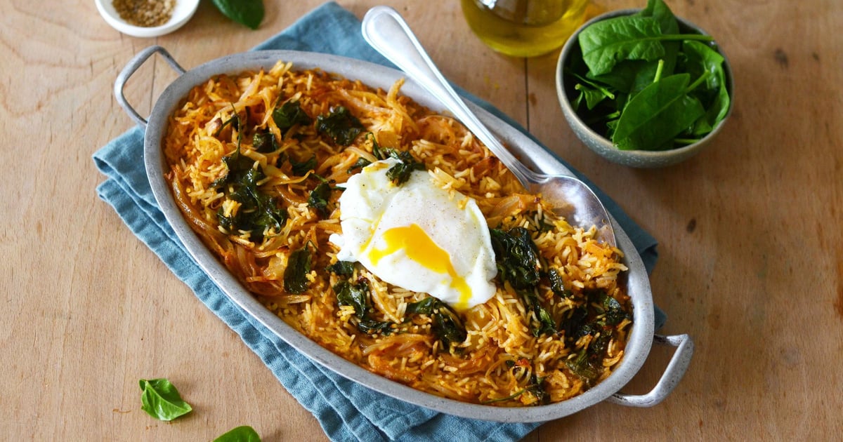 Recette - Riz au four, safran, épinards et oeuf - 750g.com