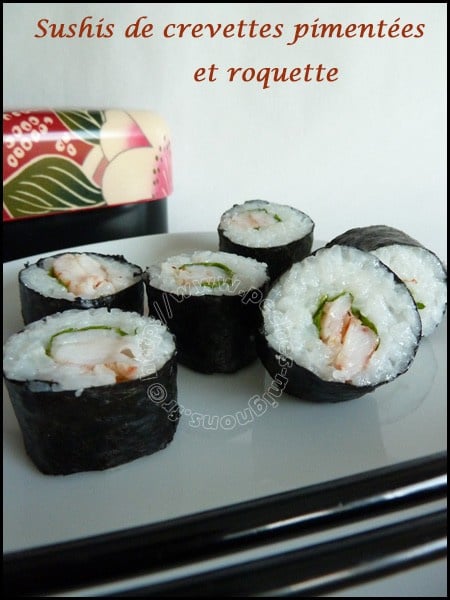 Recette Sushi de crevettes pimentées et roquette - 750g.com