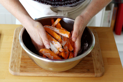 Recette - Frites de patate douce en pas à pas