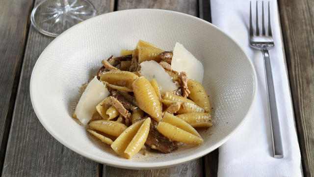 Recette Castellane à la sauce foie gras et champignons - 750g.com