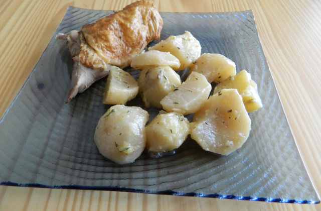 Recette - Pommes de terre, navets, poulet roti | 750g