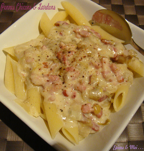 Recette - Pennes aux chicons et lardons | 750g