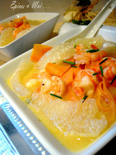 Recette - Nage de crevettes aux pamplemousses | 750g